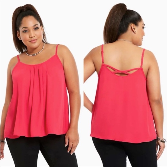 torrid | Tops | Torrid 579640 Bright Fuchsia Pink Georgette Criss Cross ...